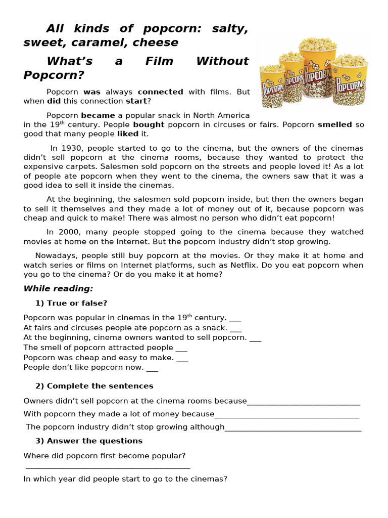 Reading Comprehension Past Simple Reading Comprehension Exercises ...