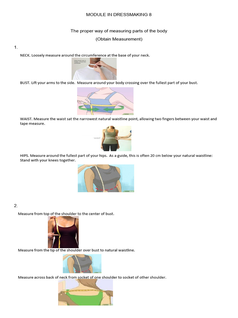 Accurate Body Measurement Guide for Dressmaking | PDF