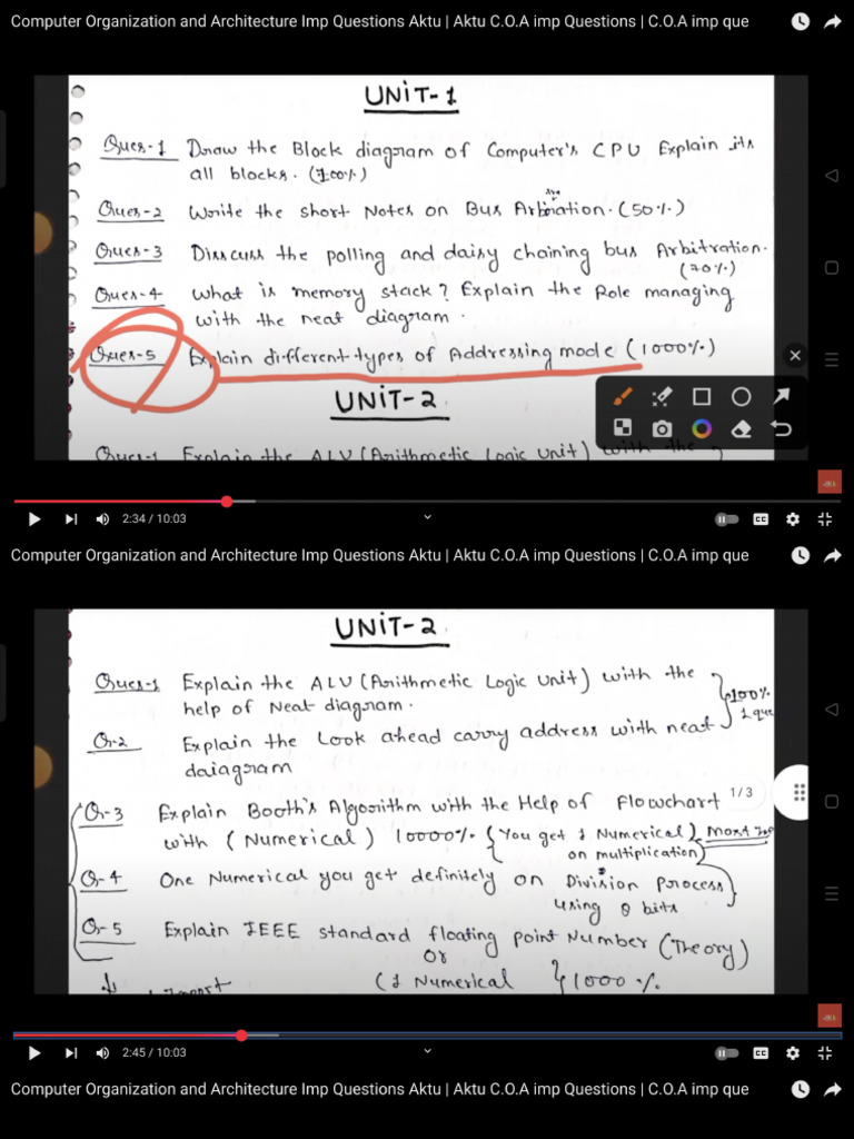 COA Important Question of All Units | PDF
