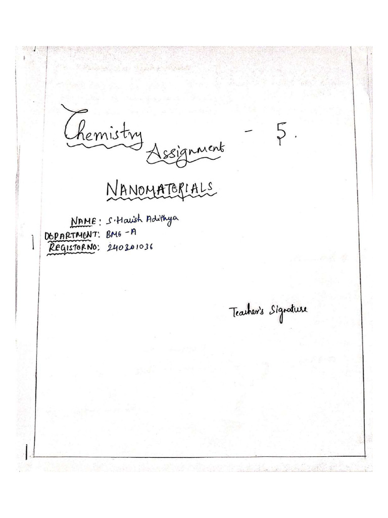 Chemistry Assignment 5 S Harish Adithya - Compressed | PDF