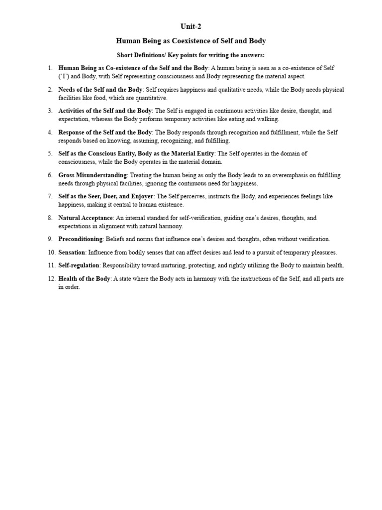 Unit-2 UHVPE Exam Document | PDF | Pleasure | Thought