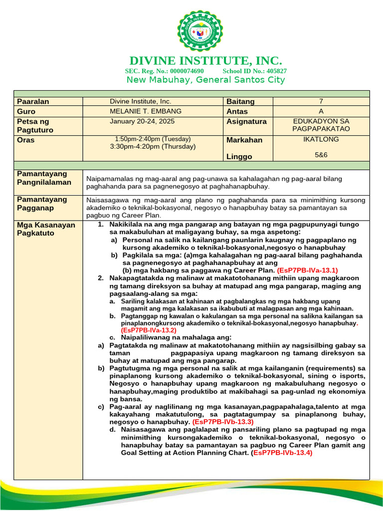 DLP 3rd Grading Esp7 Week 5&6 | PDF