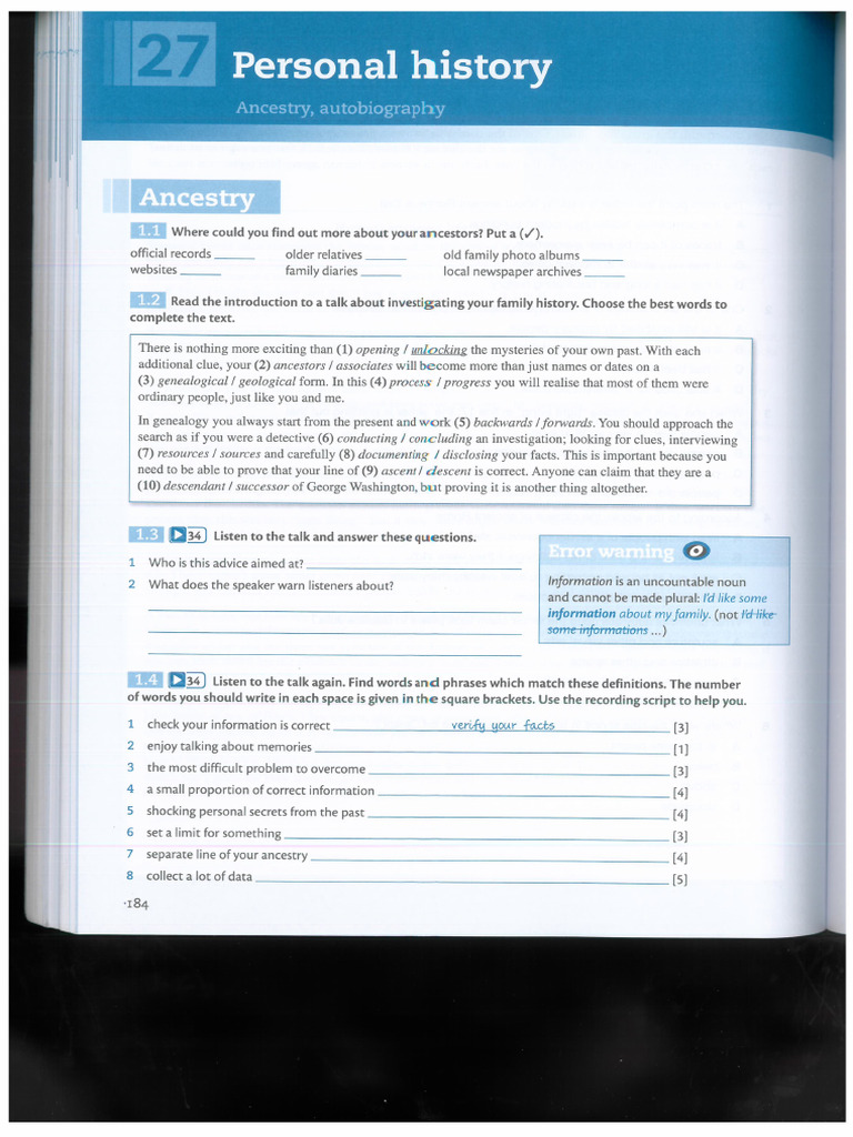 Unit 27 - Personal History | PDF