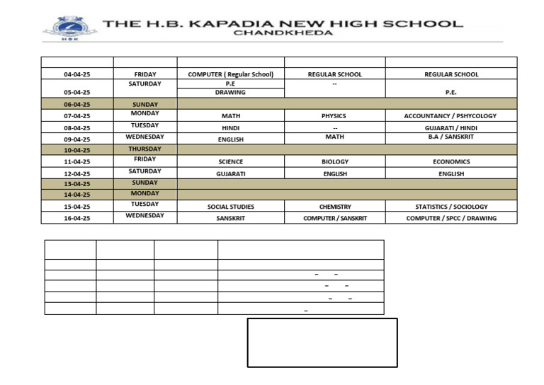 IX-XI Annual Exam Time Table 2025 | PDF