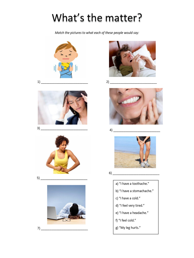 Ailments and Health Problems Advice Information Gap Activities Picture ...