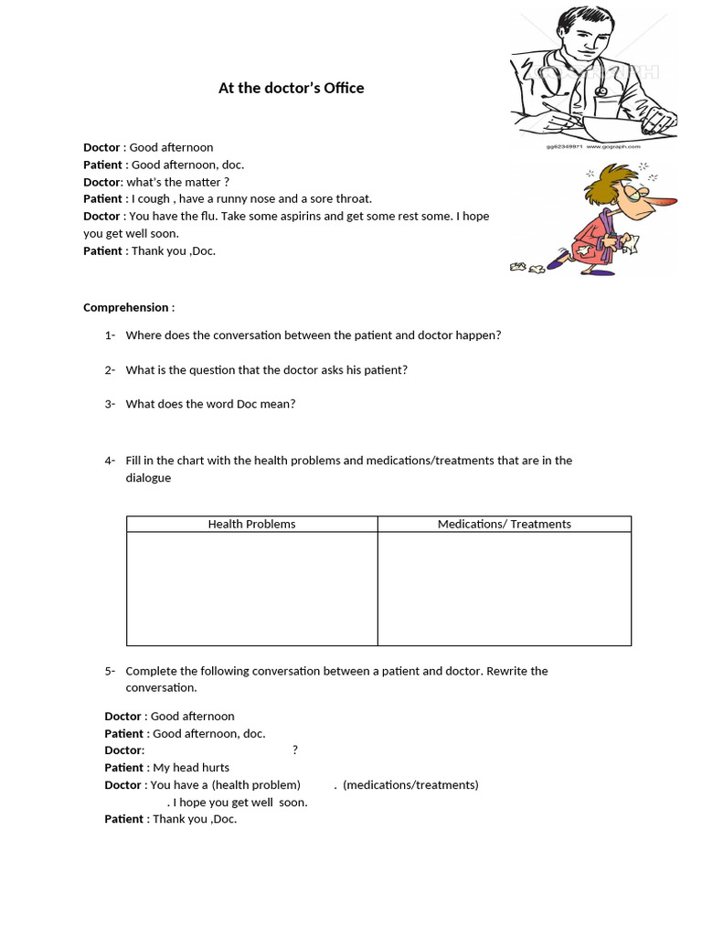 Doctor-Patient Dialogue Worksheet | PDF