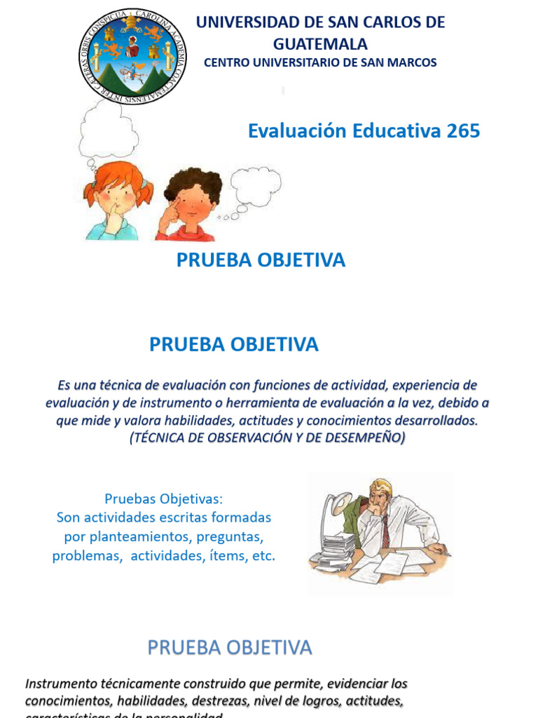 Pruebas objetivas | PDF | Validez (Estadísticas) | Cognición