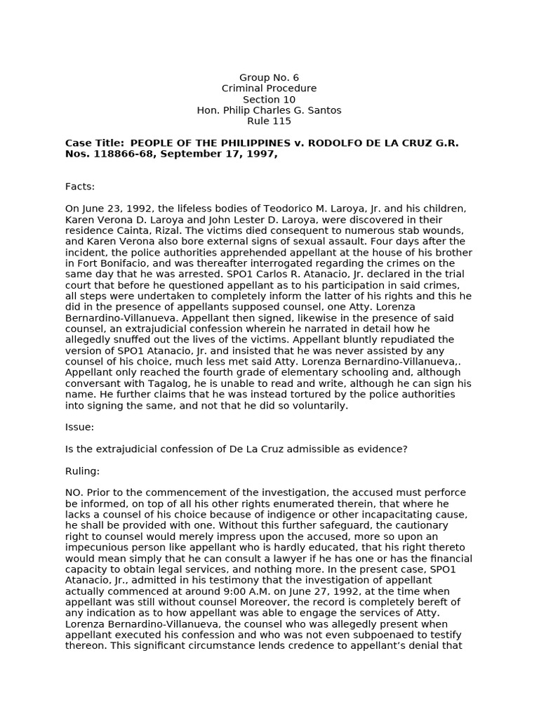 Admissibility of Extrajudicial Confession | PDF | Confession (Law ...