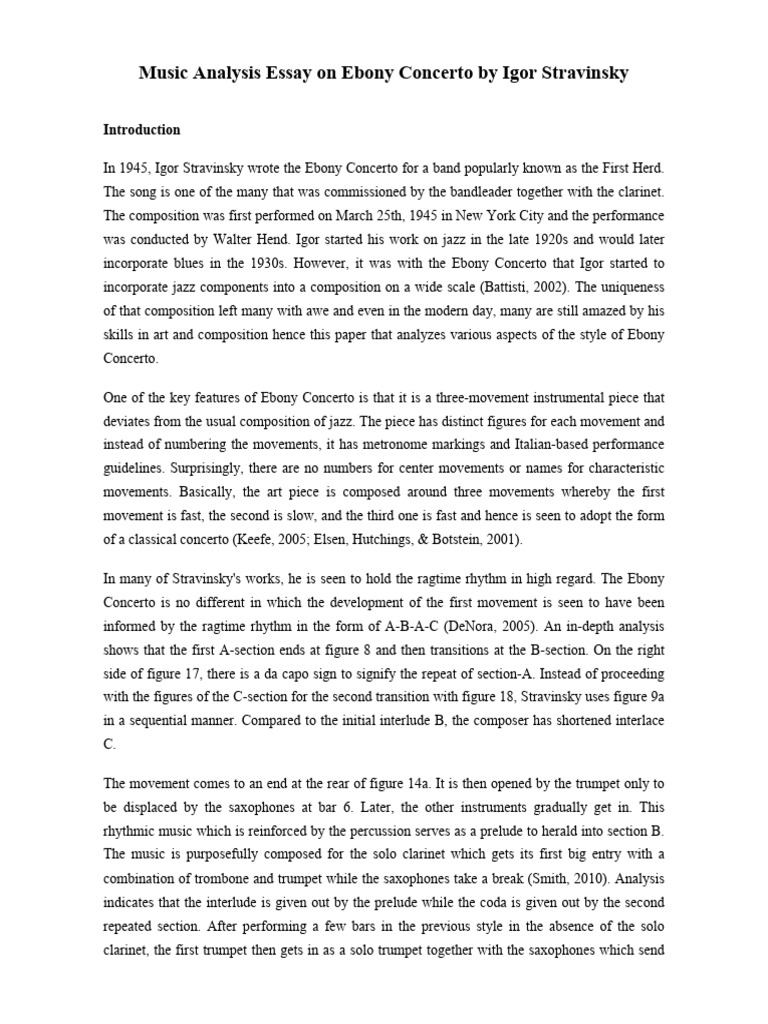 Music Analysis Essay On Ebony Concerto by Igor Stravinsky | PDF | Music ...