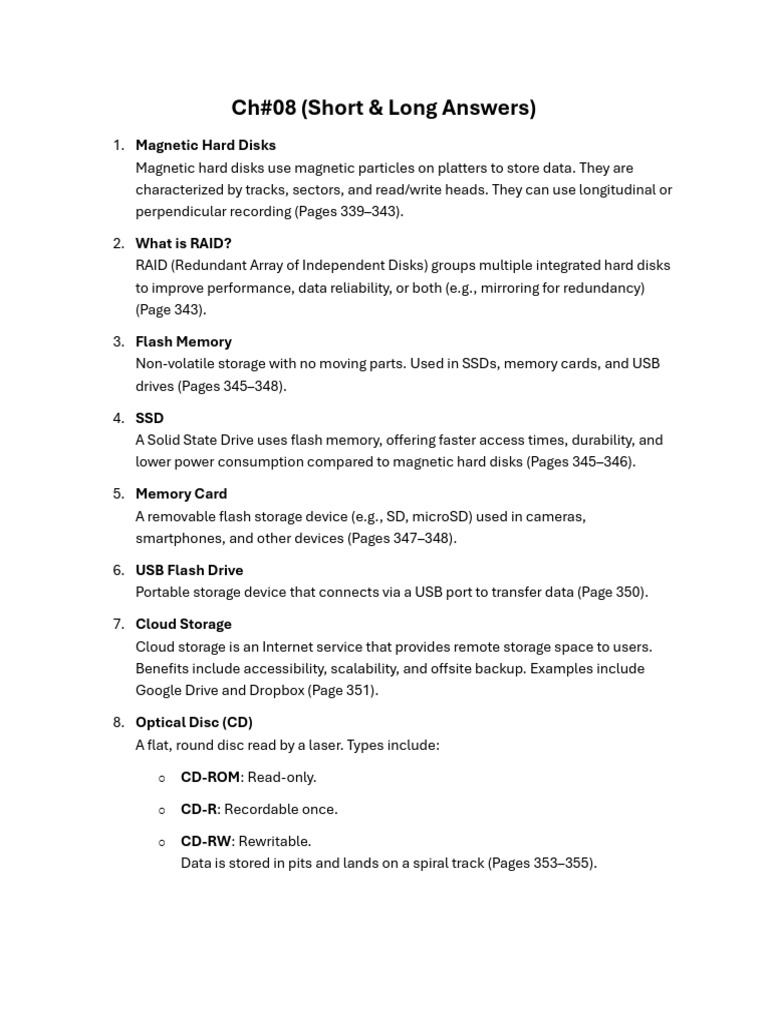 Chapter - 08 - Storage (By Umar Azam) | PDF | Computer Data Storage | Hard Disk Drive