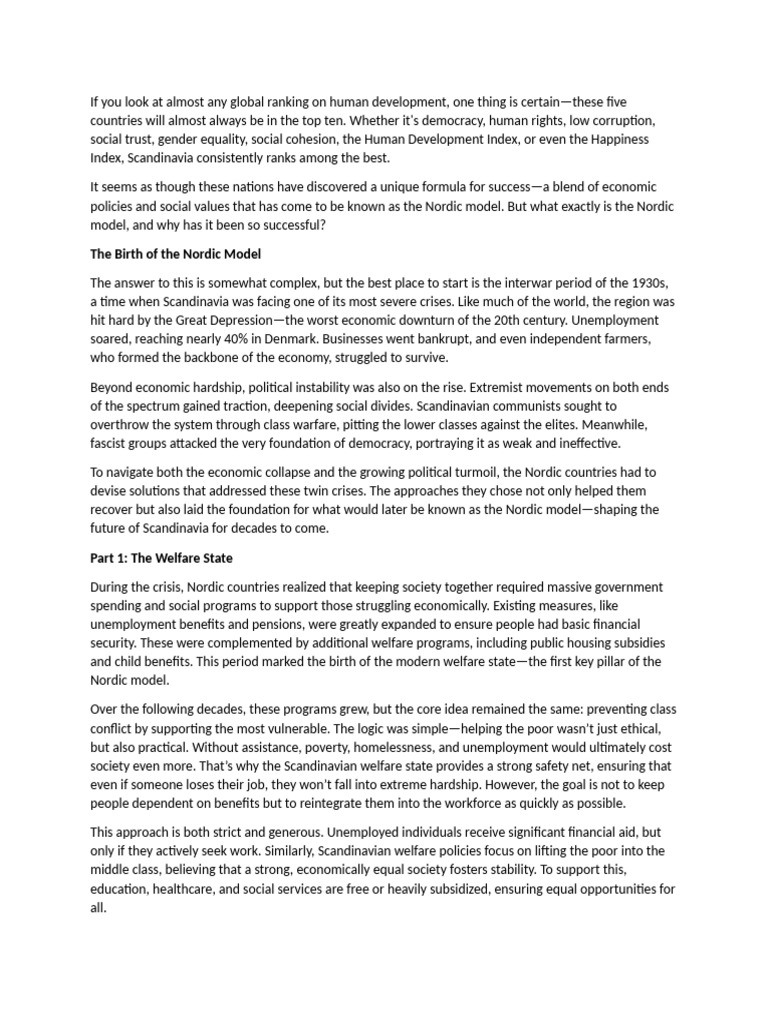 NORDIC MODEL SCRIPT | PDF | Scandinavia | Nordic Countries