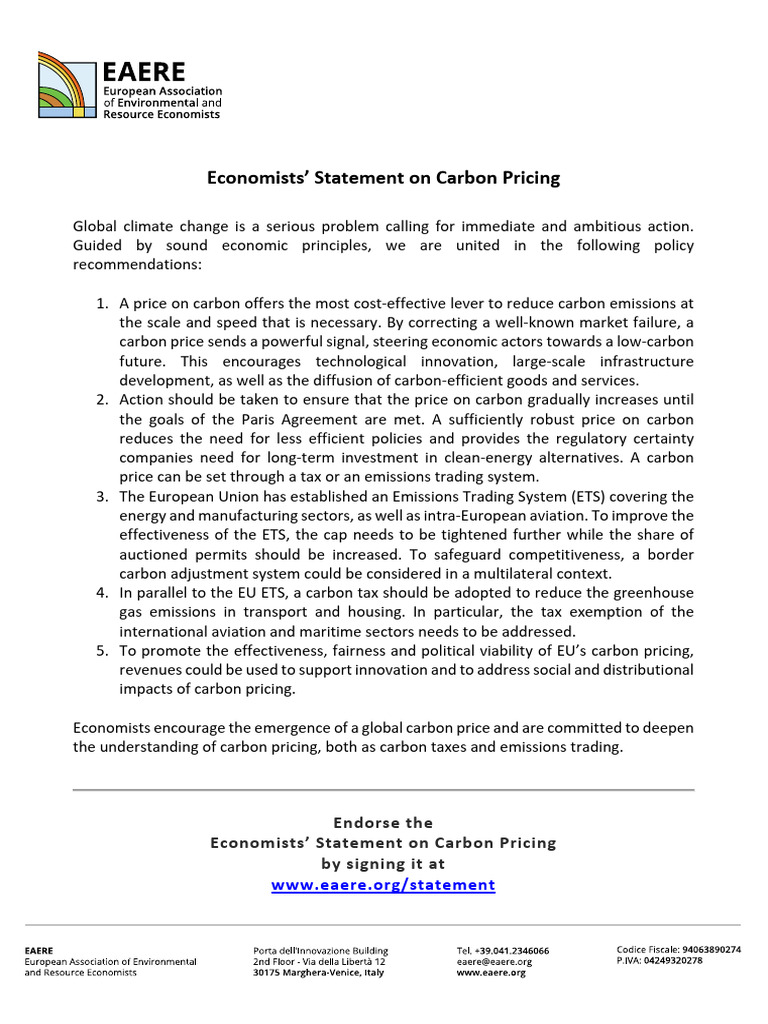 Statement - Carbon Pricing | PDF