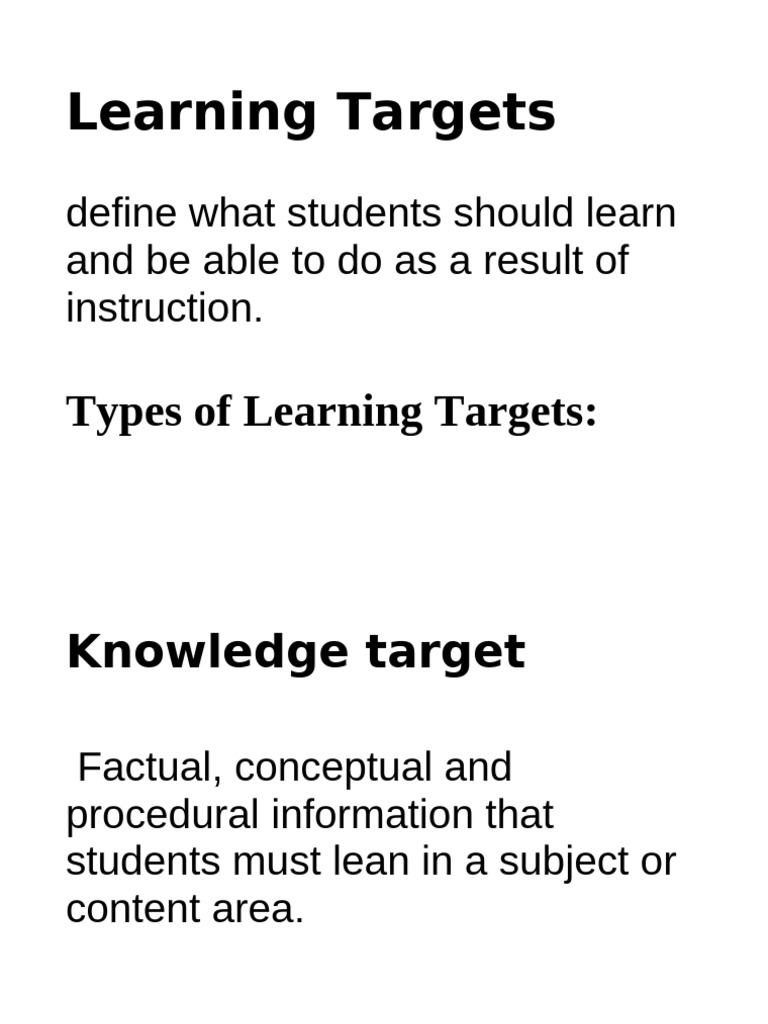 Learning Targets | PDF