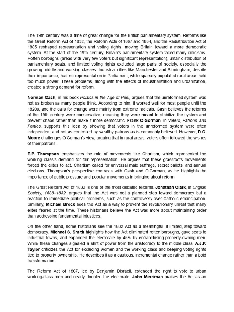 British Parliamentary Reforms | PDF | United Kingdom Of Great Britain ...