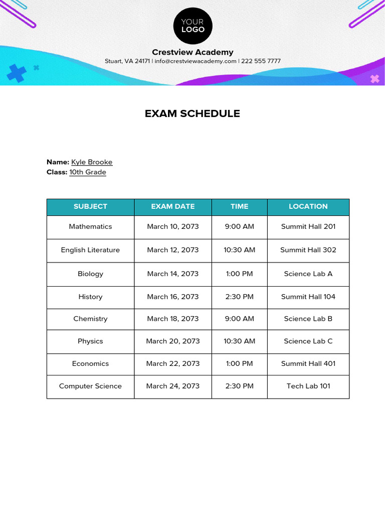 10th Grade Exam Schedule 2023 | PDF