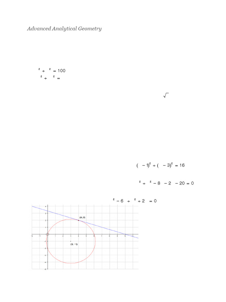 Advanced Analytical Geometry: Circle Equations | PDF