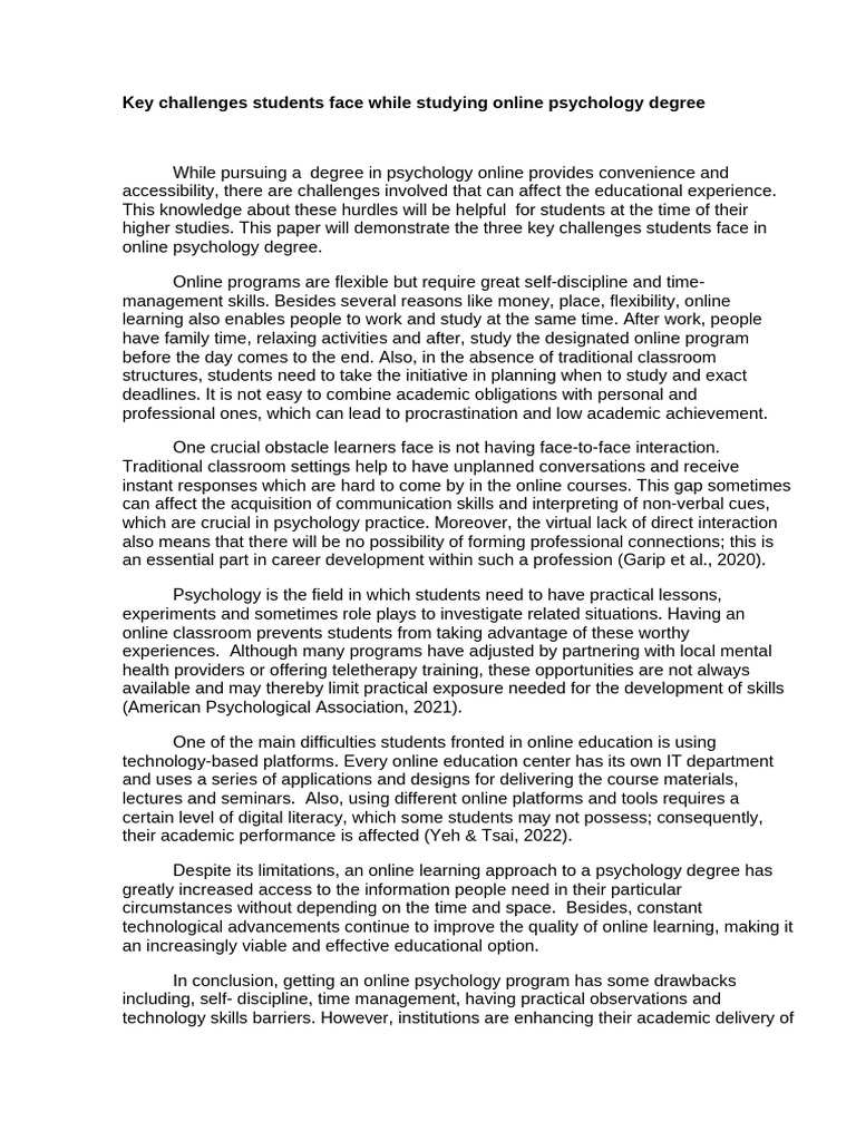 Challenges in Online Psychology Degrees | PDF | Educational Technology ...