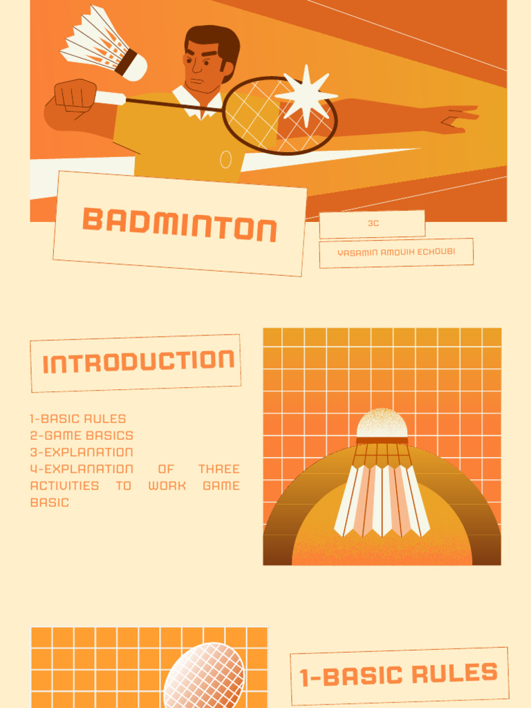 Orange and Beige Simple Illustrative Badminton Presentation | PDF