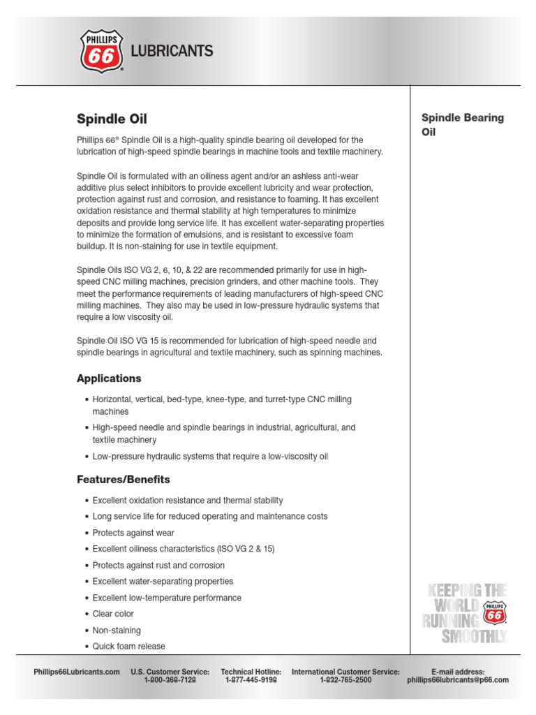 High-Speed Spindle Oil Specifications | PDF | Lubricant | Bearing ...