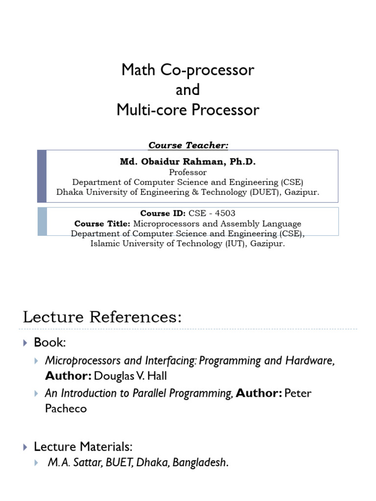 Lecture 14 Co Processor And Multi Core Processor Pdf Multi Core Processor Central