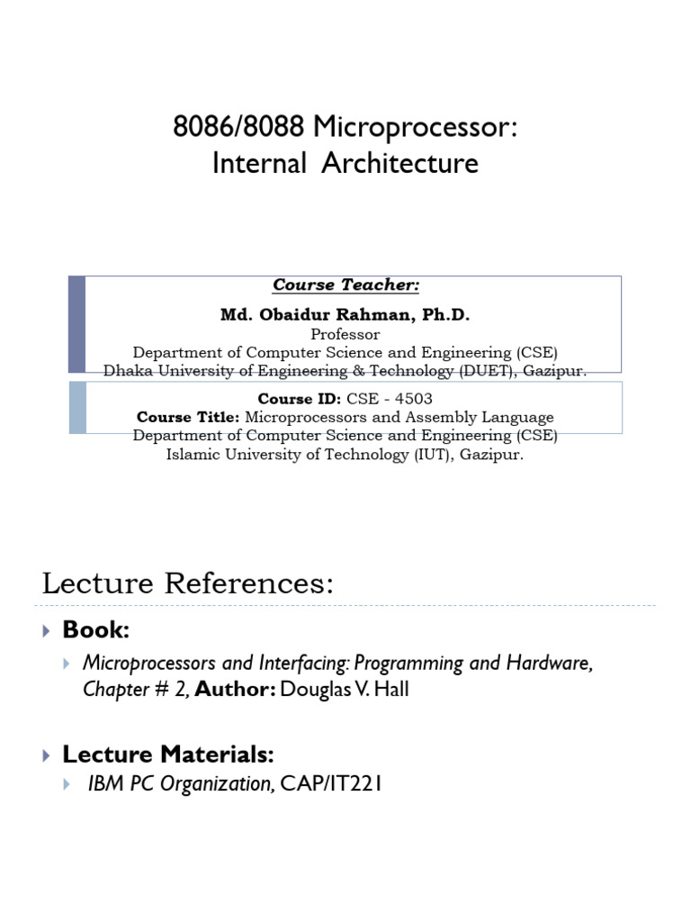 Lecture 4 (8086 8088 Microprocessor Internal Architecture) | PDF | Central Processing Unit ...
