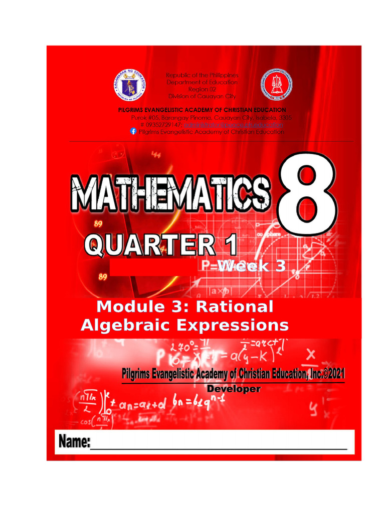 WEEK 3, MODULE 3 ILLUSTRATING RATIONAL ALGEBRAIC EXPRESSIONS | PDF ...