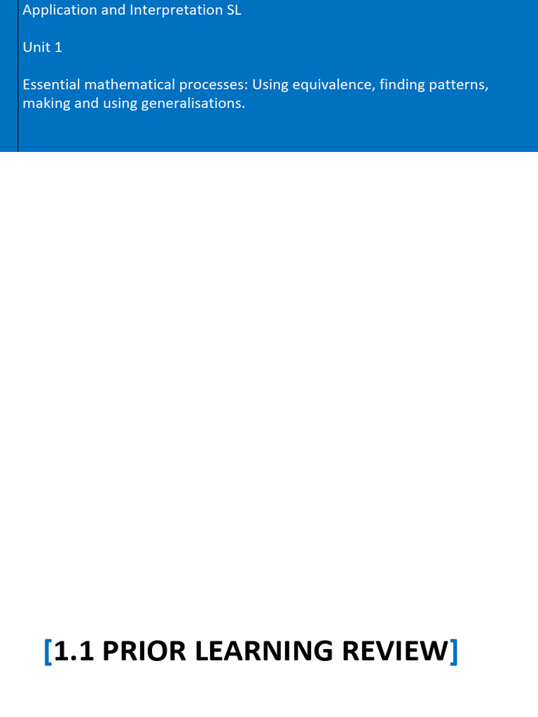 AI SL Unit 1.1 Prior Learning | PDF | Numbers | Exponential Function