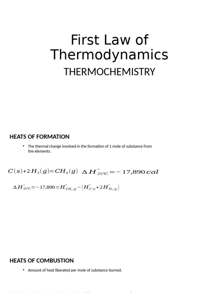1 - First Law of Thermodynamics - Thermochemistry (Cont'd) | PDF