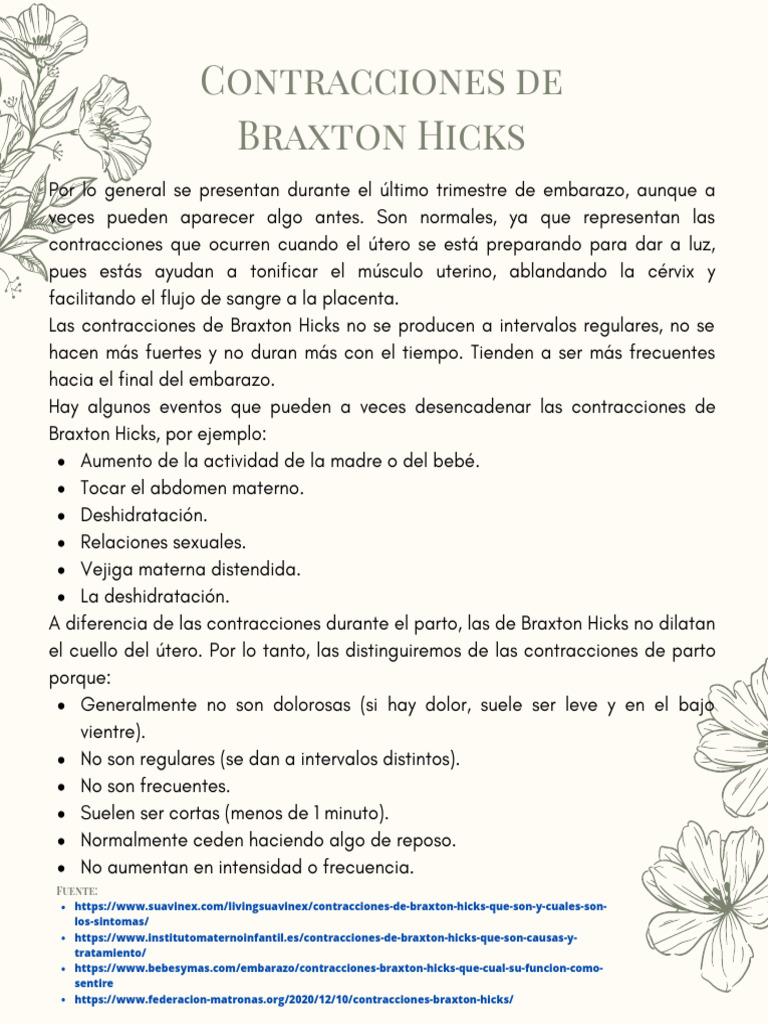 Contracciones de Braxton Hicks: Guía Esencial | PDF