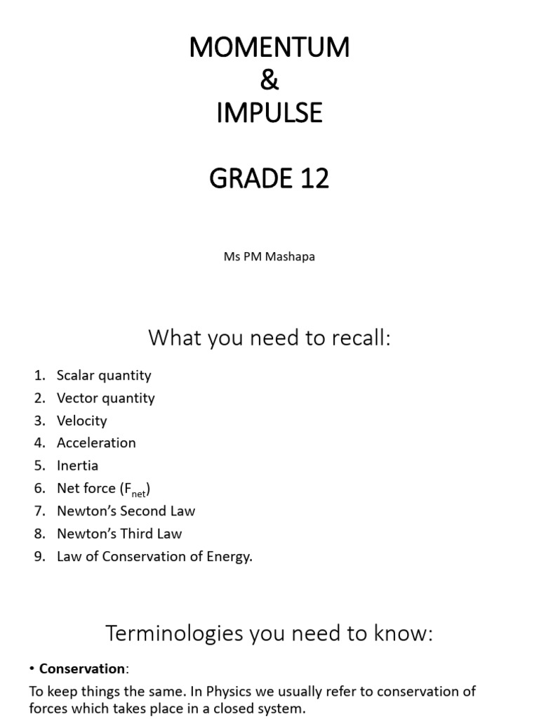 Momentum and impulse | PDF | Momentum | Force