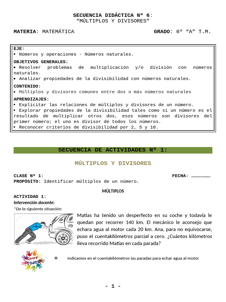 6º -MAT - N 6 - MULTIPLOS Y DIVISORES | PDF | Aritmética | Matemática ...