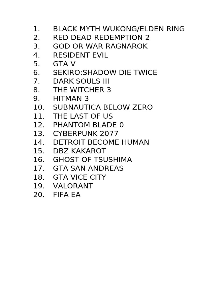 My Fav Games All Time | PDF