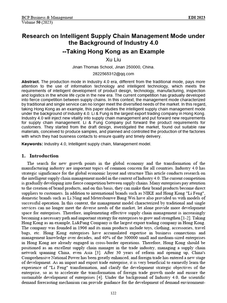 Research On Intelligent Supply Chain Management Mo | PDF | Supply Chain ...