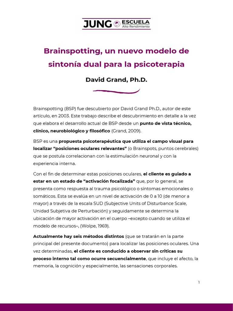 Brainspotting David Grand | PDF | Psicoterapia | Ojo