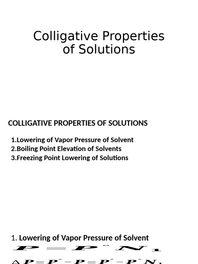 COLLIGATIVE PROPERTIES OF SOLUTIONS | PDF