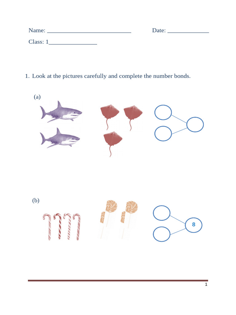 Number Bonds and Object Comparison Activities | PDF