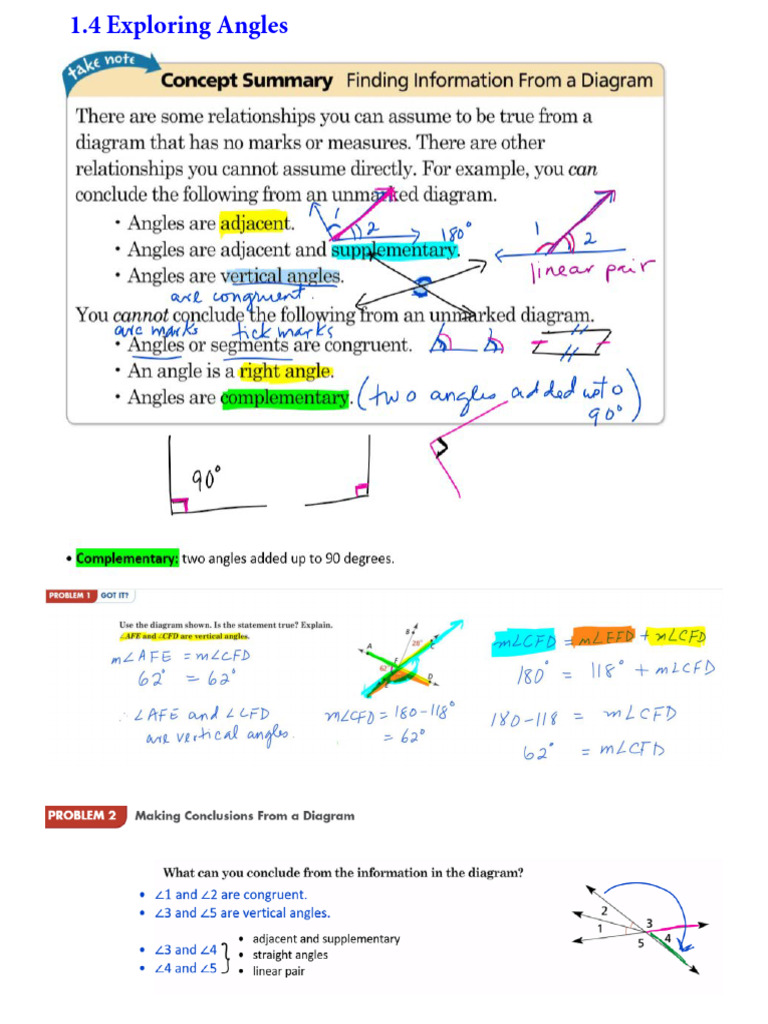 1.4 Exploring Angles | PDF