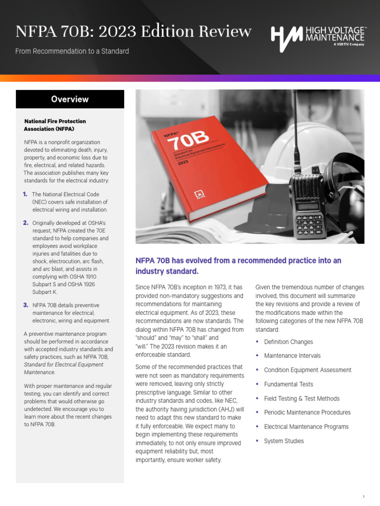 HVM Electrical Safety Nfpa 70b 2023 Ds en Na Es 03 675 Web | PDF ...