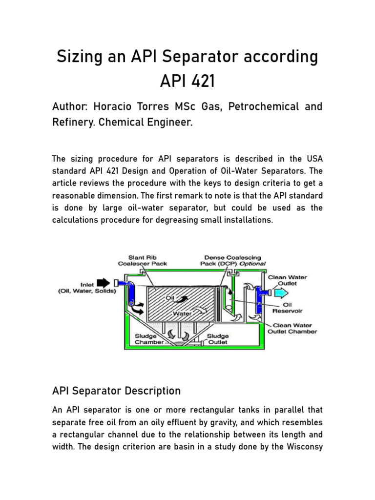 Sizing A API Separator by API 421 | PDF | Fluid Mechanics | Liquids