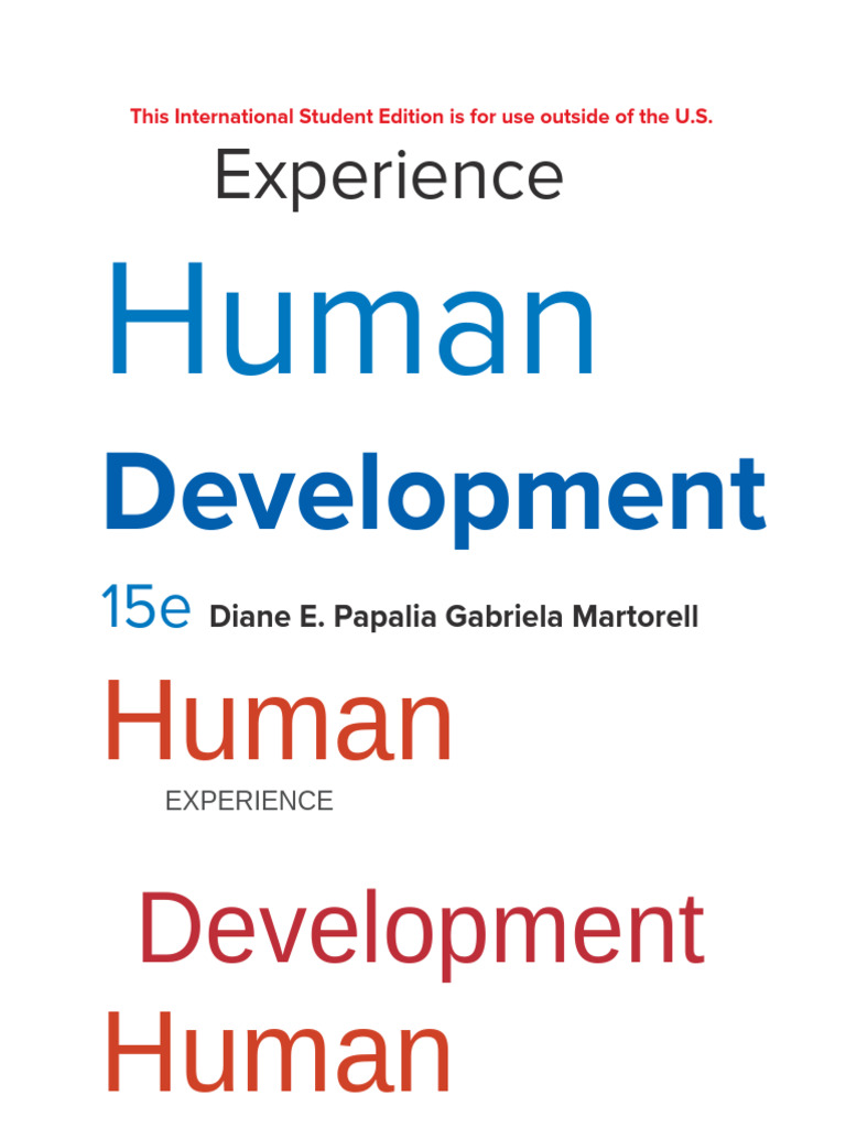 Experience Human Development, 15th International Student Ed. (Diane E ...