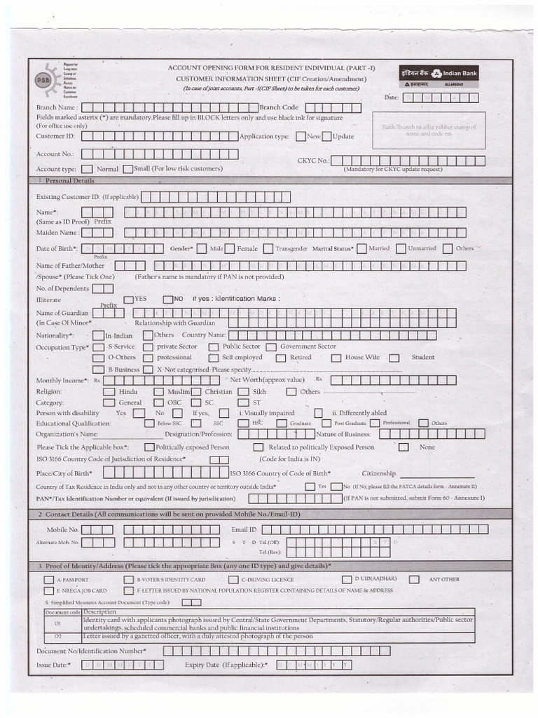 9 Account Opening CIF | PDF