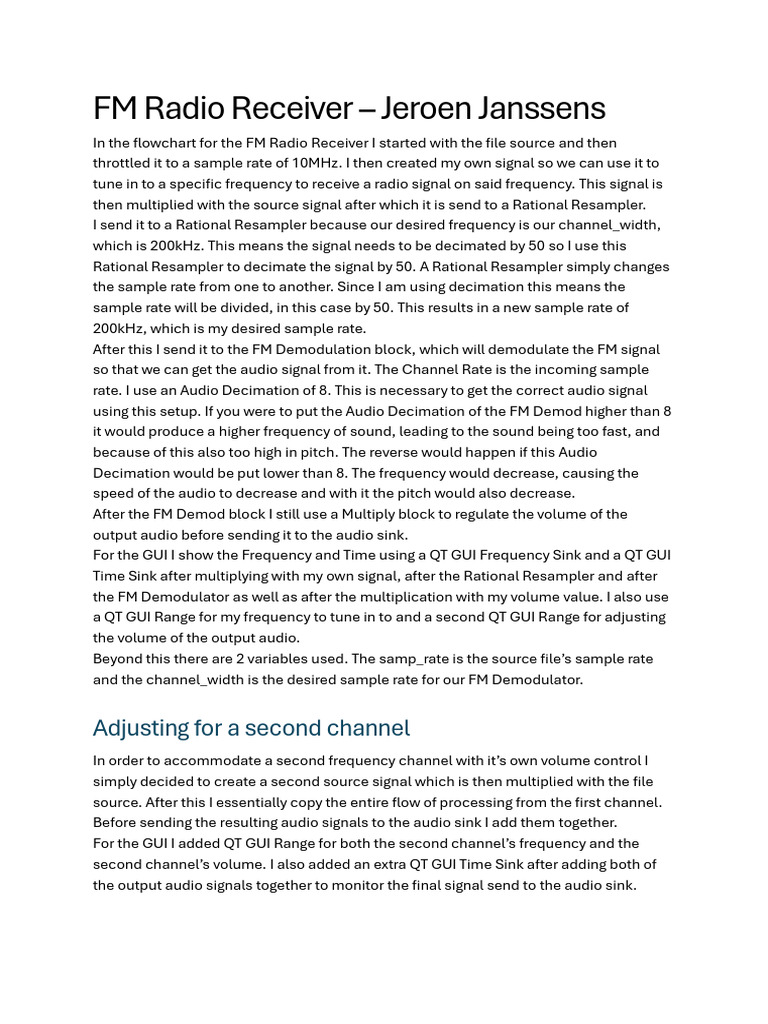 FM Radio Receiver | PDF | Frequency Modulation | Sampling (Signal ...