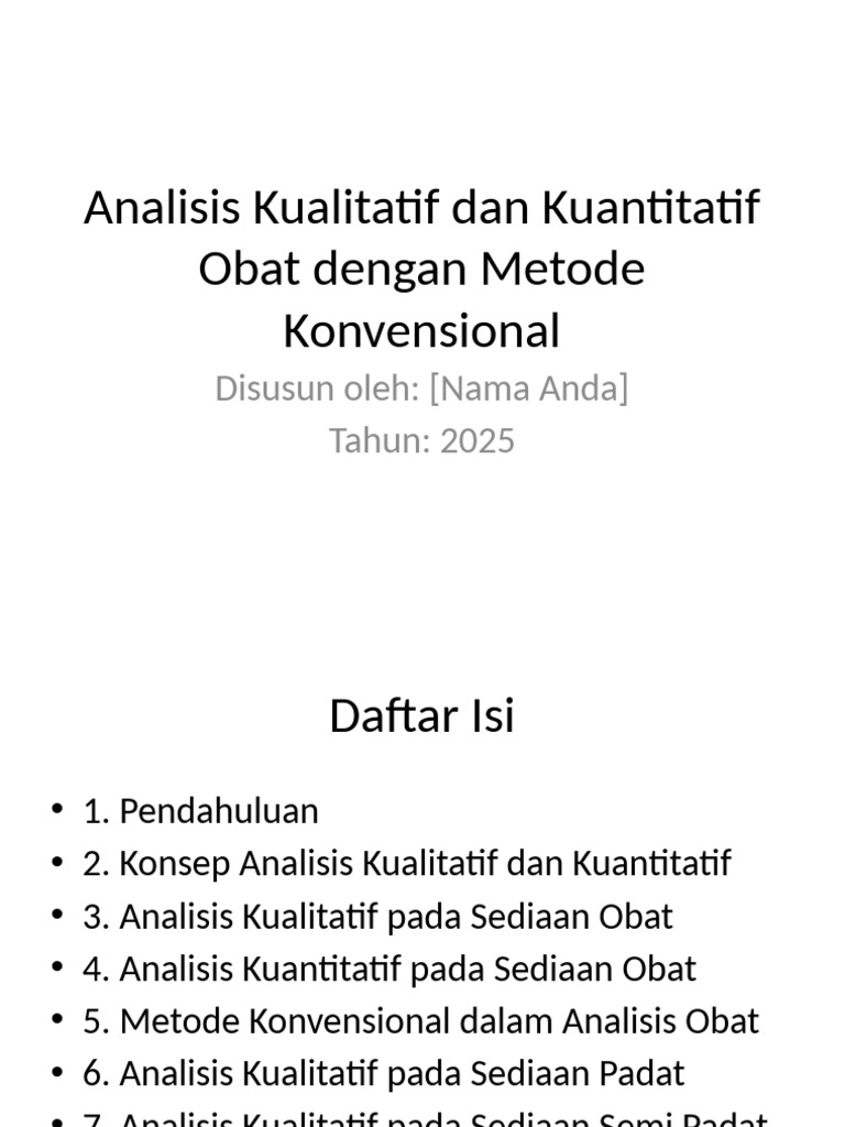 Analisis Obat Kualitatif Kuantitatif | PDF