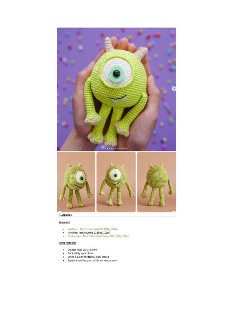 Monsters Inc Mike Wazowski 1 | PDF