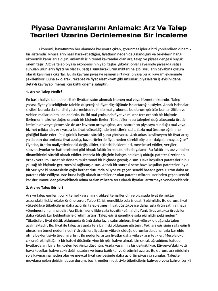 Piyasa Davranışlarını Anlamak | PDF