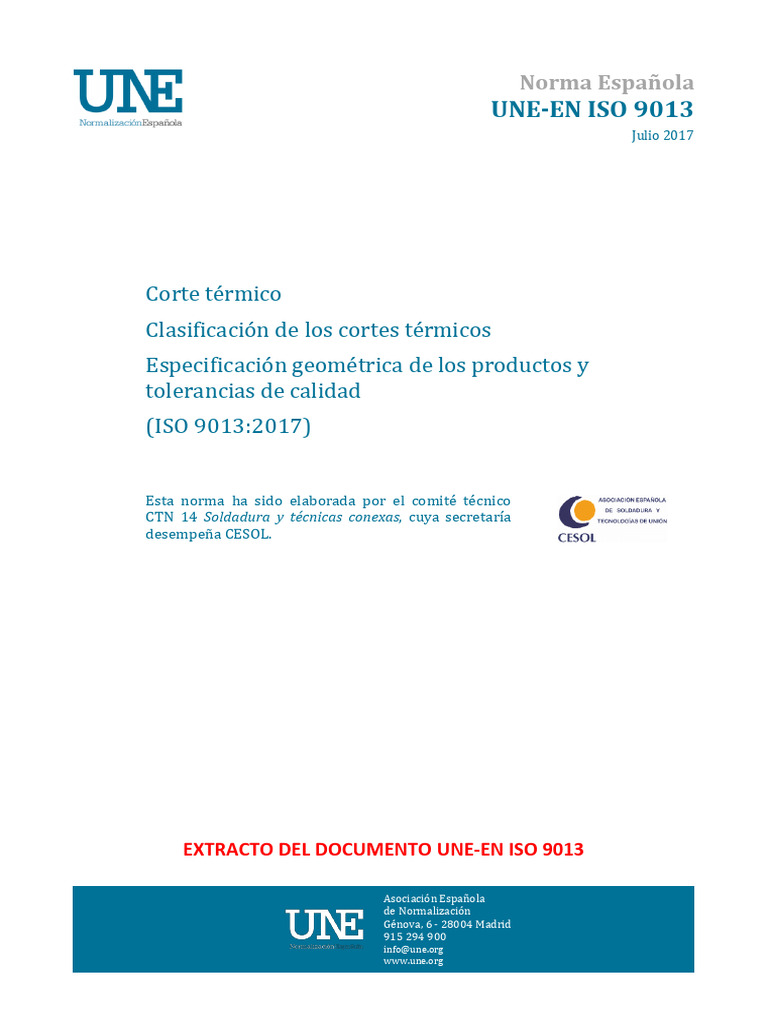 (Ex) Une-En Iso 9013 2017 | PDF | Medición | Organización internacional ...