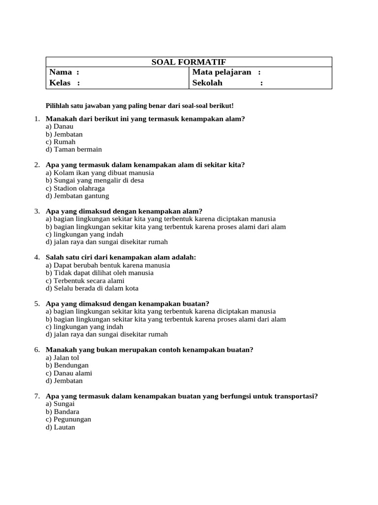 SOAL FORMATIF | PDF