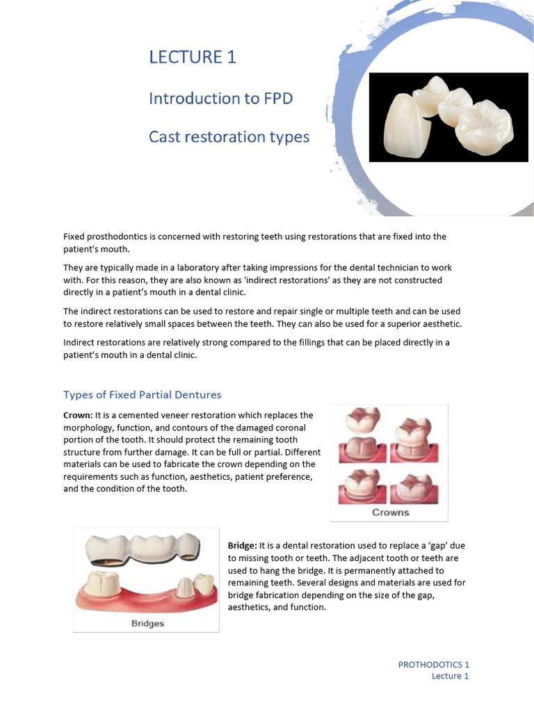 Lecture 1 dentistry | PDF | Dentistry | Dentistry Branches