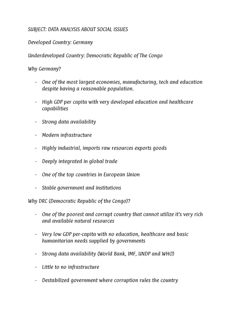 Subject - Data Analysis About Social Issues | PDF | Democratic Republic ...