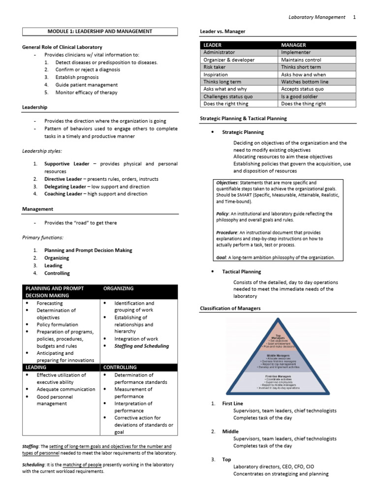 Clinical Laboratory Leadership & Management | PDF | Sterilization ...